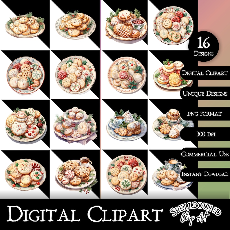 Christmas Cookies Digital Clipart, Commercial Use, Instant Download ...