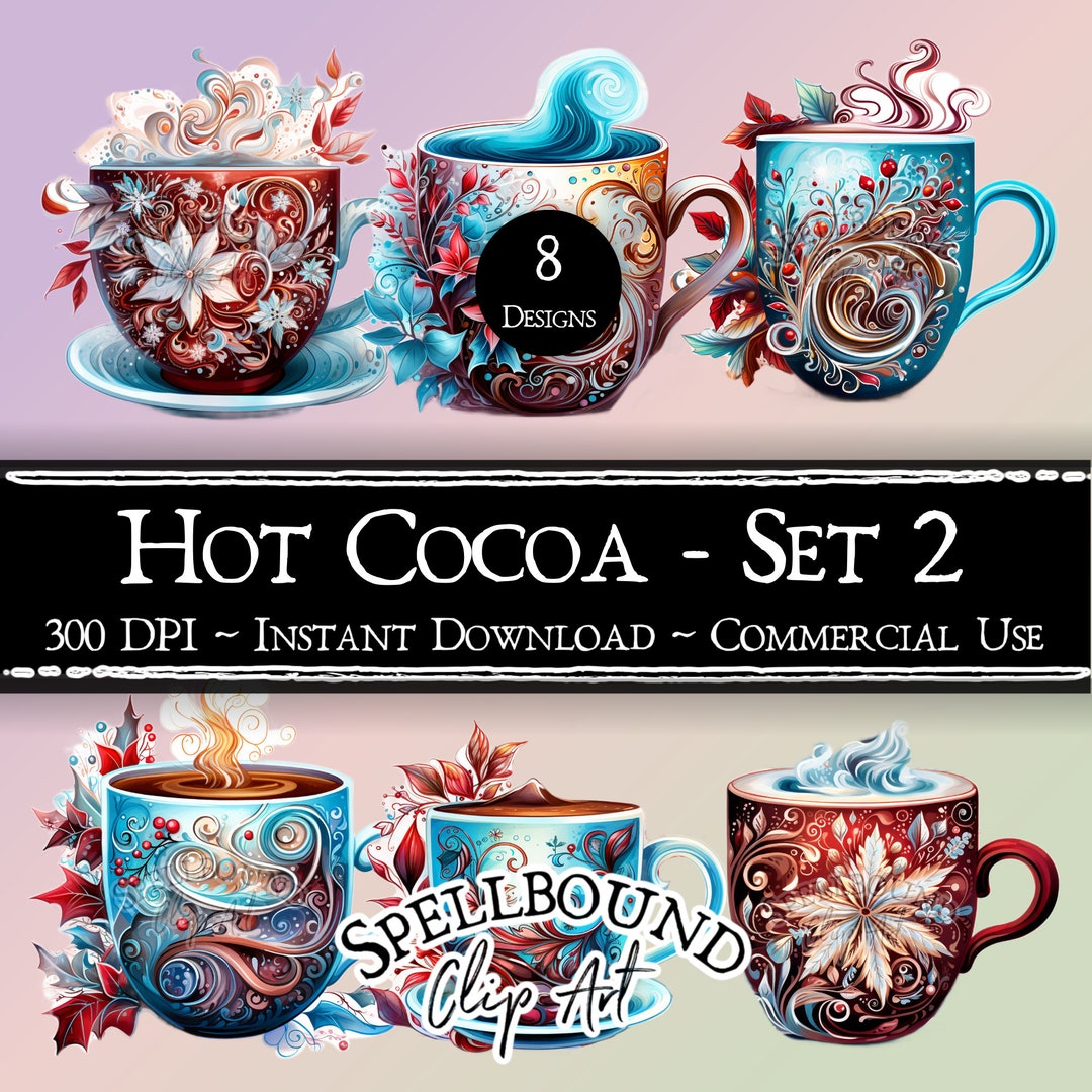 Hot Cocoa Digital Clipart, Commercial Use, Instant Download, Christmas ...