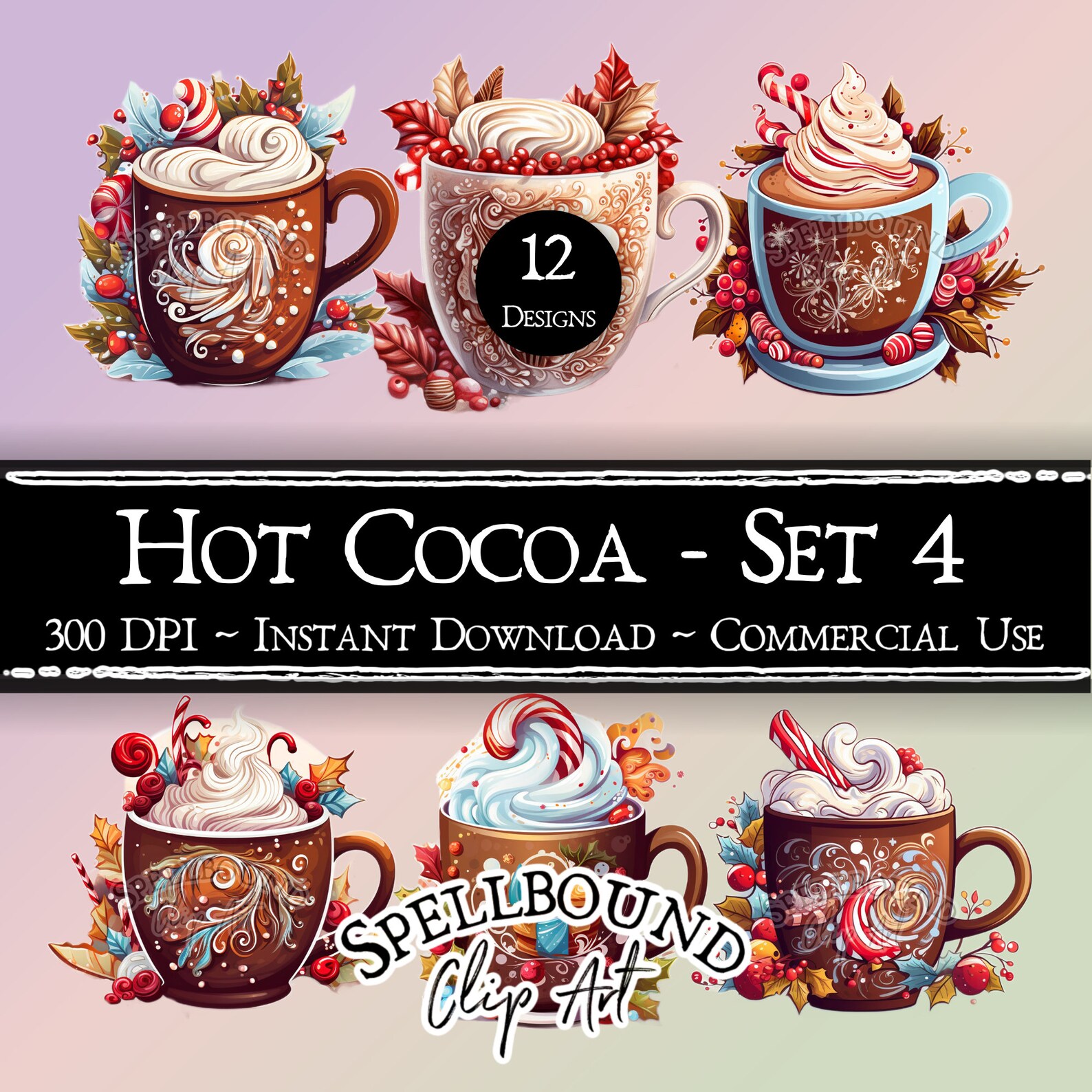 Hot Cocoa Digital Clipart, Commercial Use, Instant Download, Christmas ...