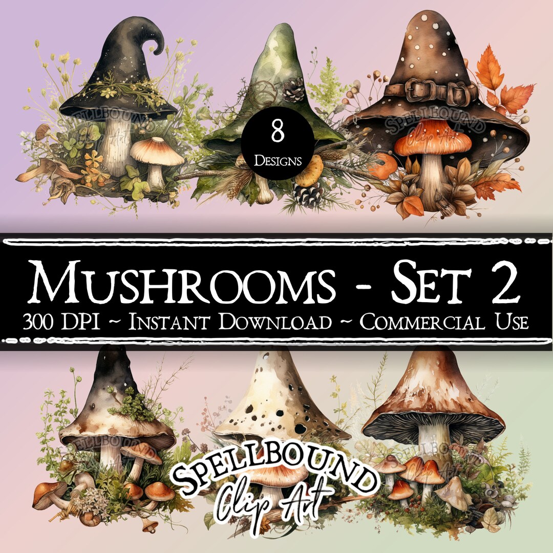 Mushrooms Digital Clipart, Commercial Use, Instant Download, PNG ...
