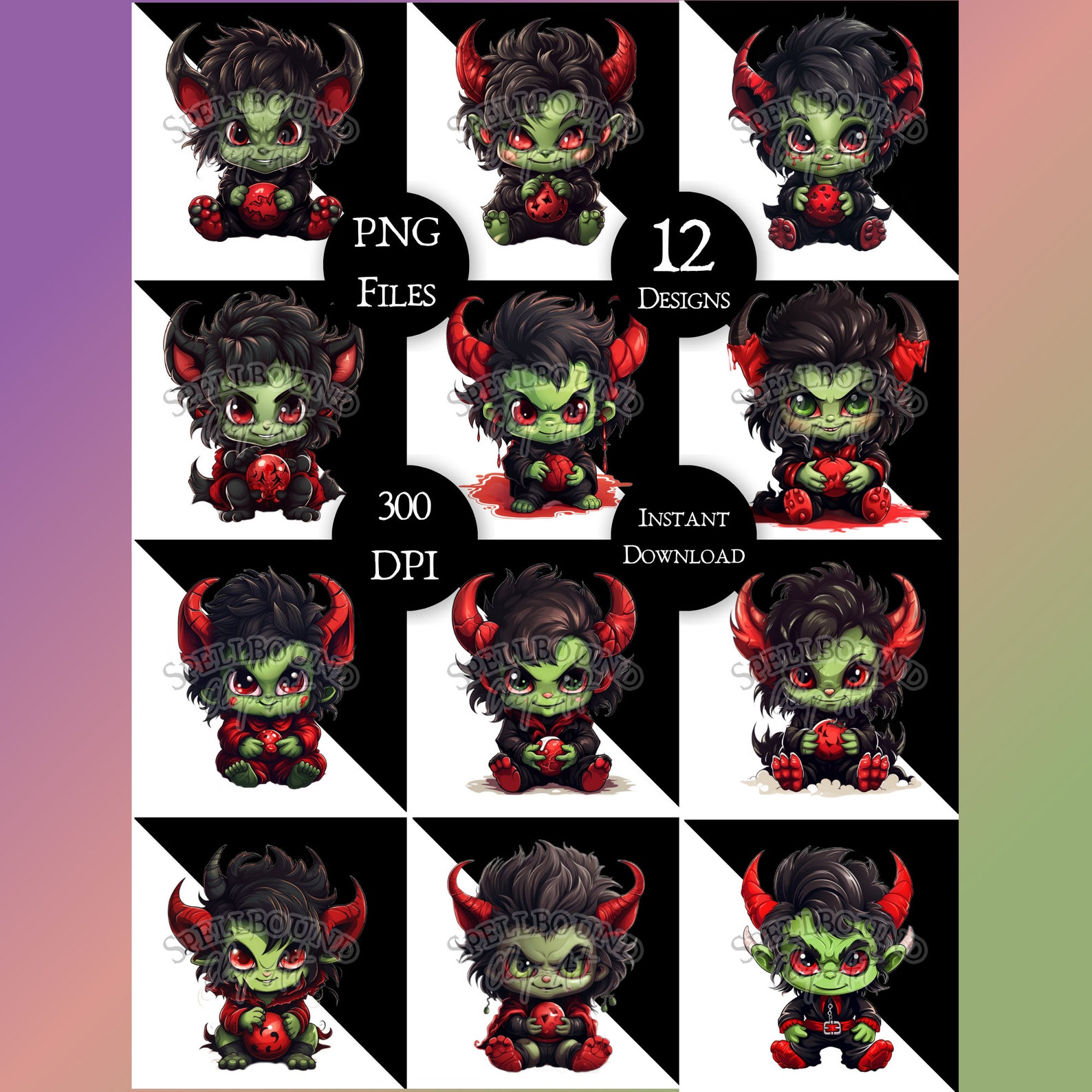 Cute Baby Krampus Digital Clipart, Commercial Use, Instant Download ...