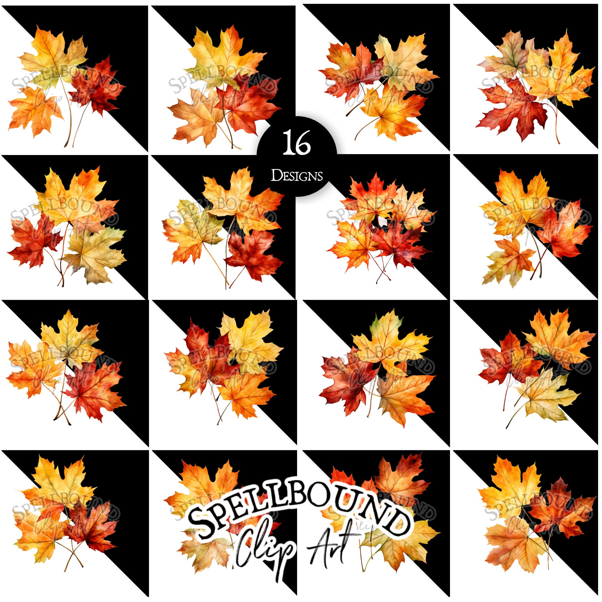 Fall Leaves Digital Clipart, Commercial Use, Instant Download, Fall ...