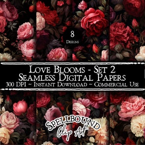 Pink and Red Flowers Seamless Digital Papers, Commercial Use, Instant ...