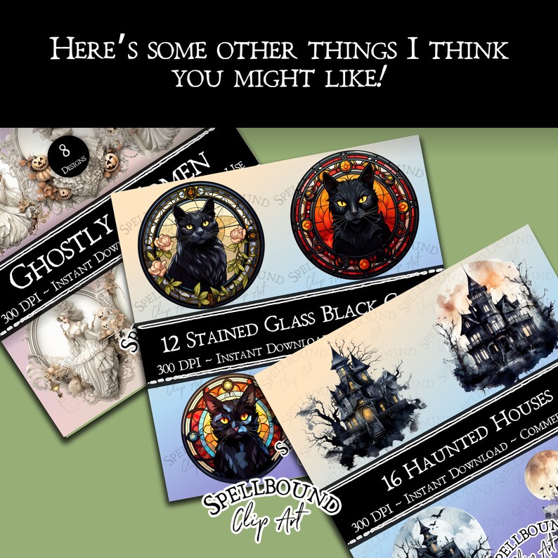 Haunted Houses Digital Clipart, Commercial Use, Instant Download, Fall ...