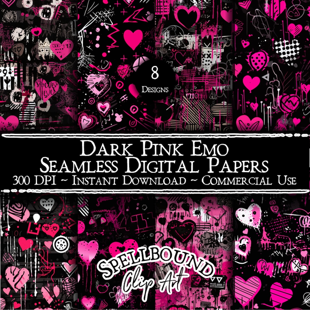 Dark Pink Emo Seamless Digital Papers, Commercial Use, Instant Download ...