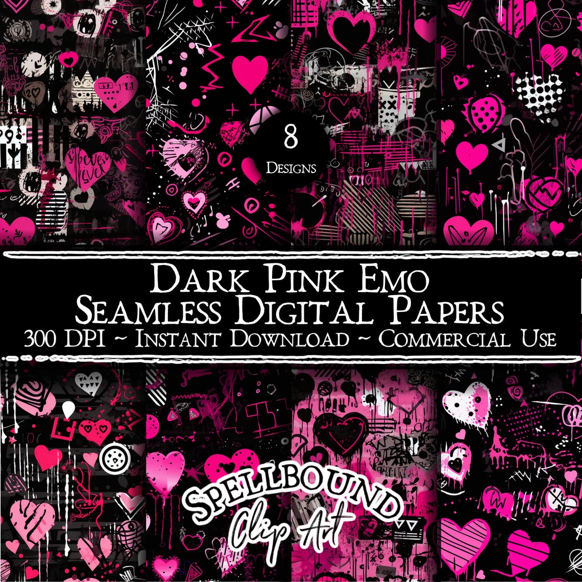 Dark Pink Emo Seamless Digital Papers, Commercial Use, Instant Download ...