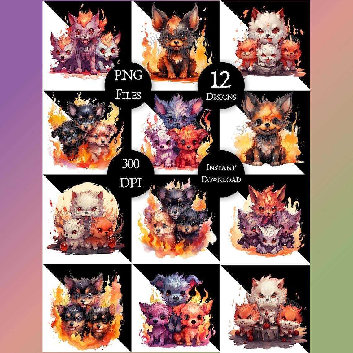 Hellhounds Puppies Digital Clipart, Commercial Use, Instant Download ...