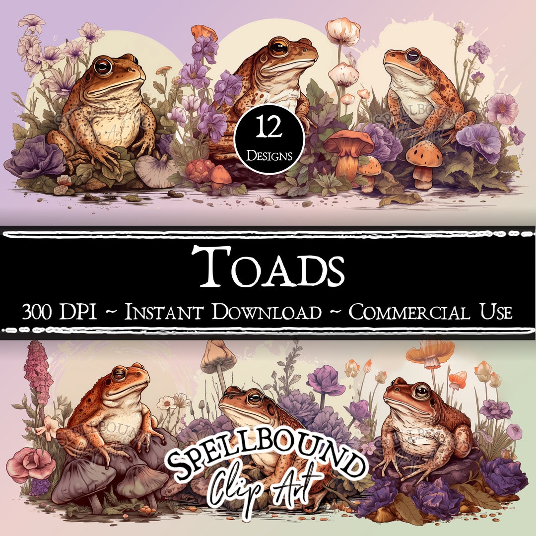 Toads Digital Clipart, Commercial Use, Instant Download, Frog Clipart, Nature Clipart, Pond ...