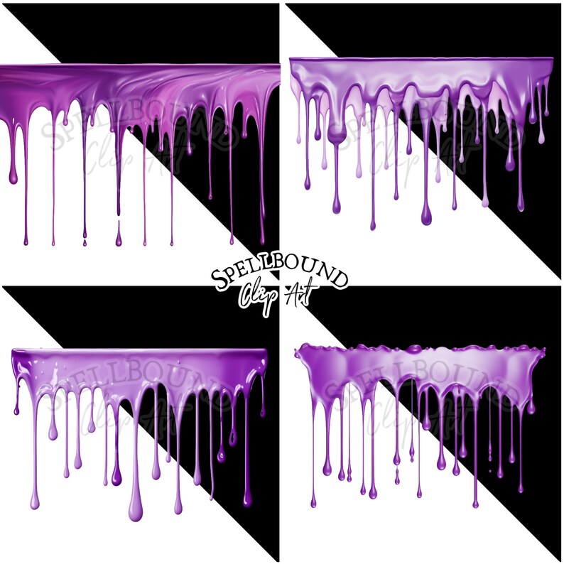 Purple Paint Drip Borders Digital Clipart, Commercial Use, Instant ...