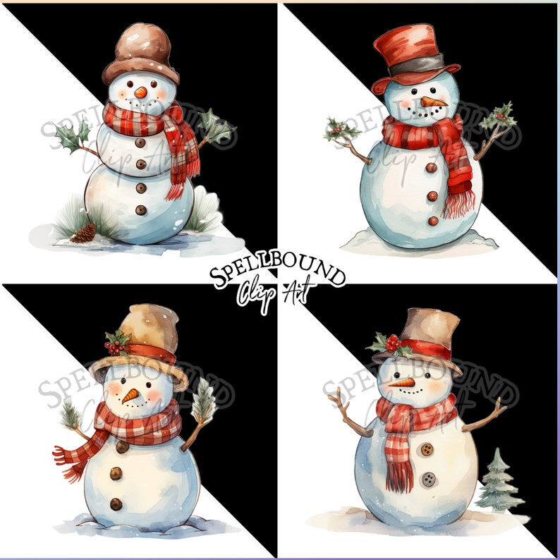 Snowman Digital Clipart, Commercial Use, Instant Download, Christmas ...