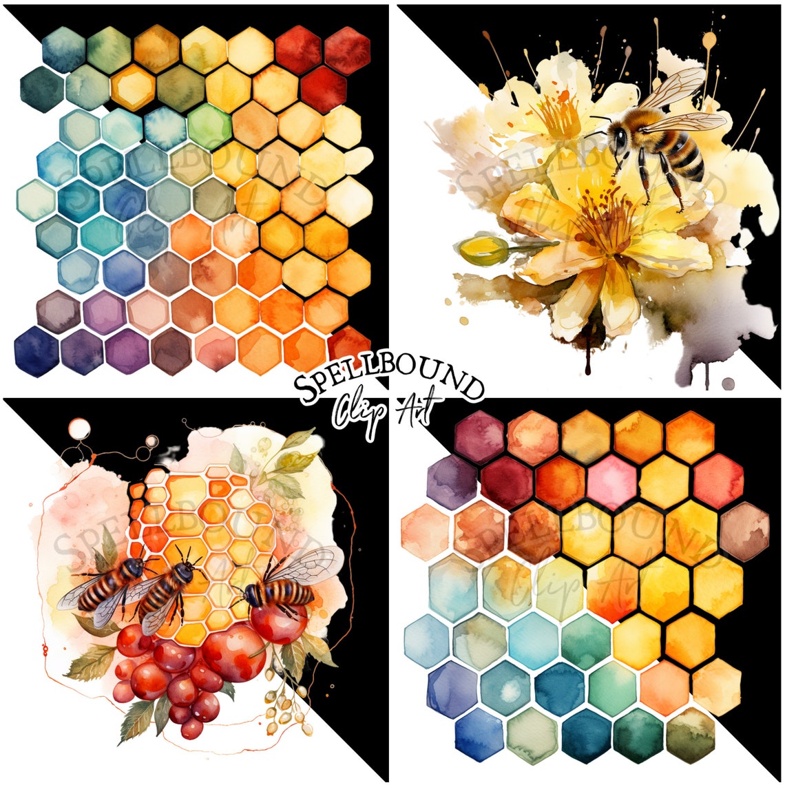 Bright Bees Digital Clipart, Commercial Use, Instant Download, Bee Clip ...