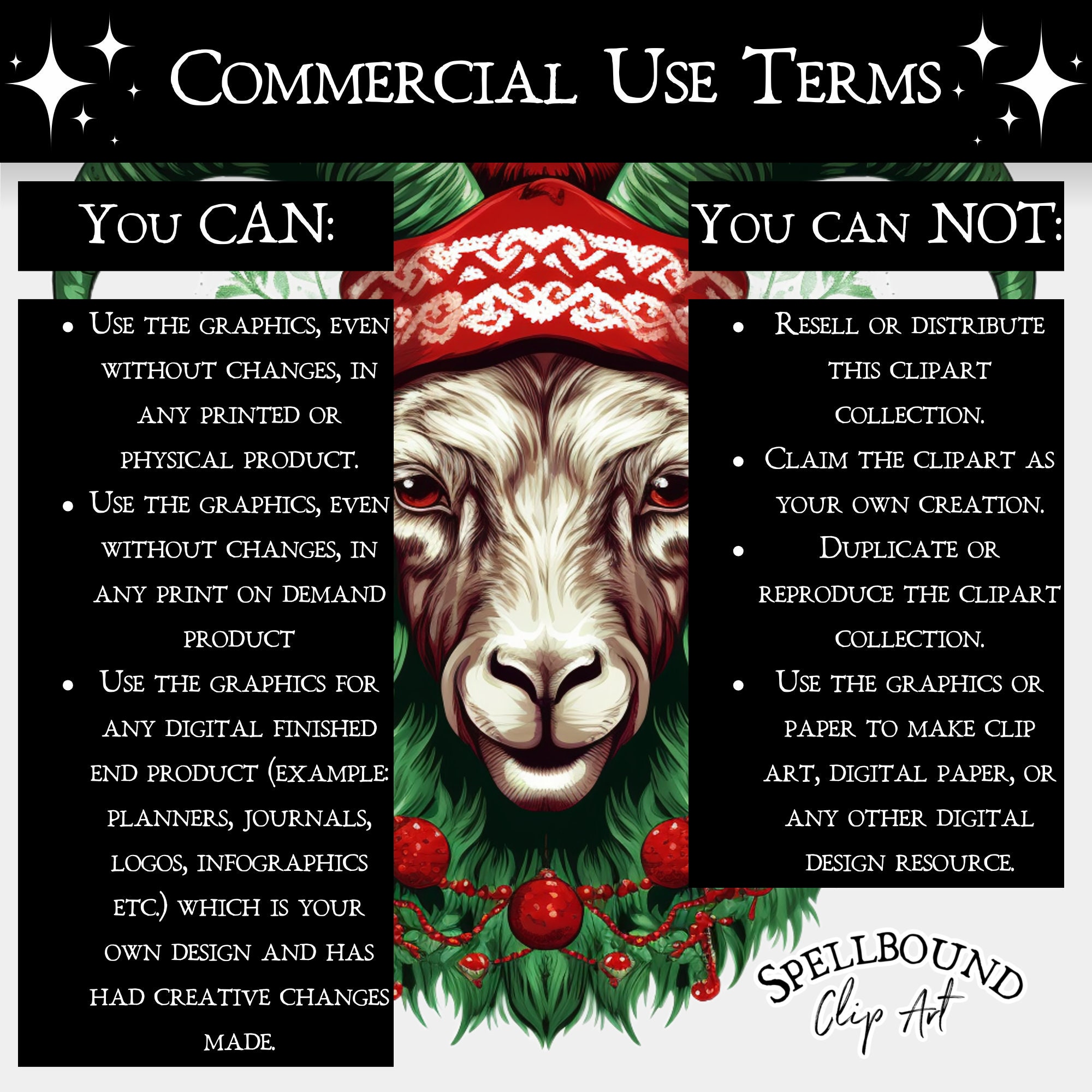 Festive Christmas Goats Digital Clipart, Commercial Use, Instant ...