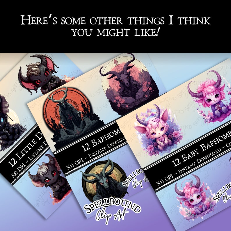 Chibi Cute Baphomet Digital Clipart Commercial Use Instant - Etsy