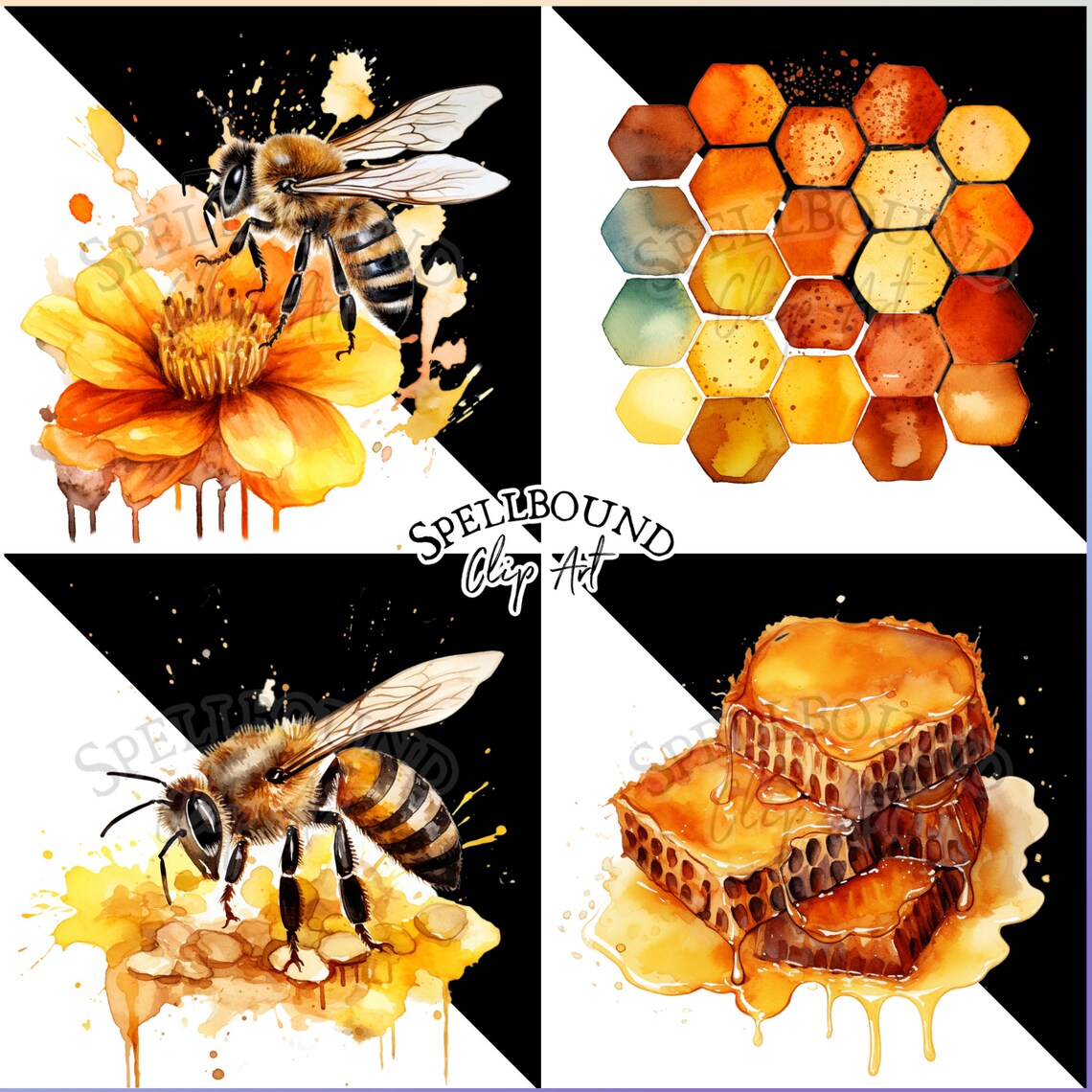 Honey Bees Digital Clipart, Commercial Use, Instant Download, Bee Clip ...