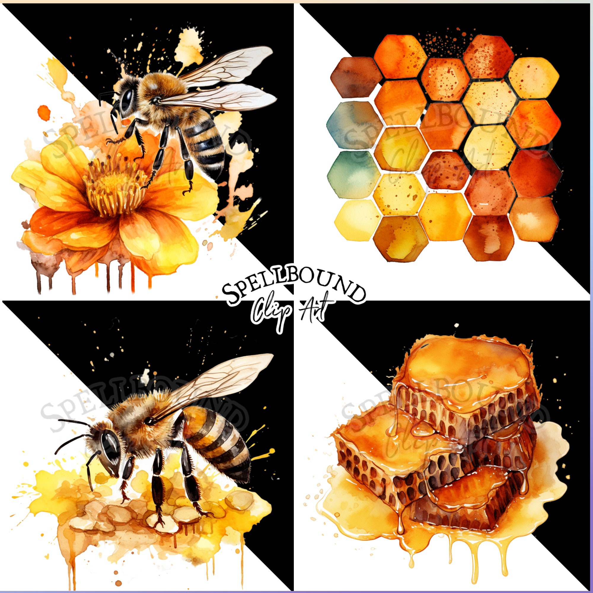 Honey Bees Digital Clipart, Commercial Use, Instant Download, Bee Clip ...