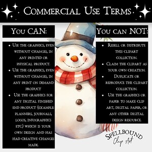 Snowman Digital Clipart, Commercial Use, Instant Download, Christmas ...