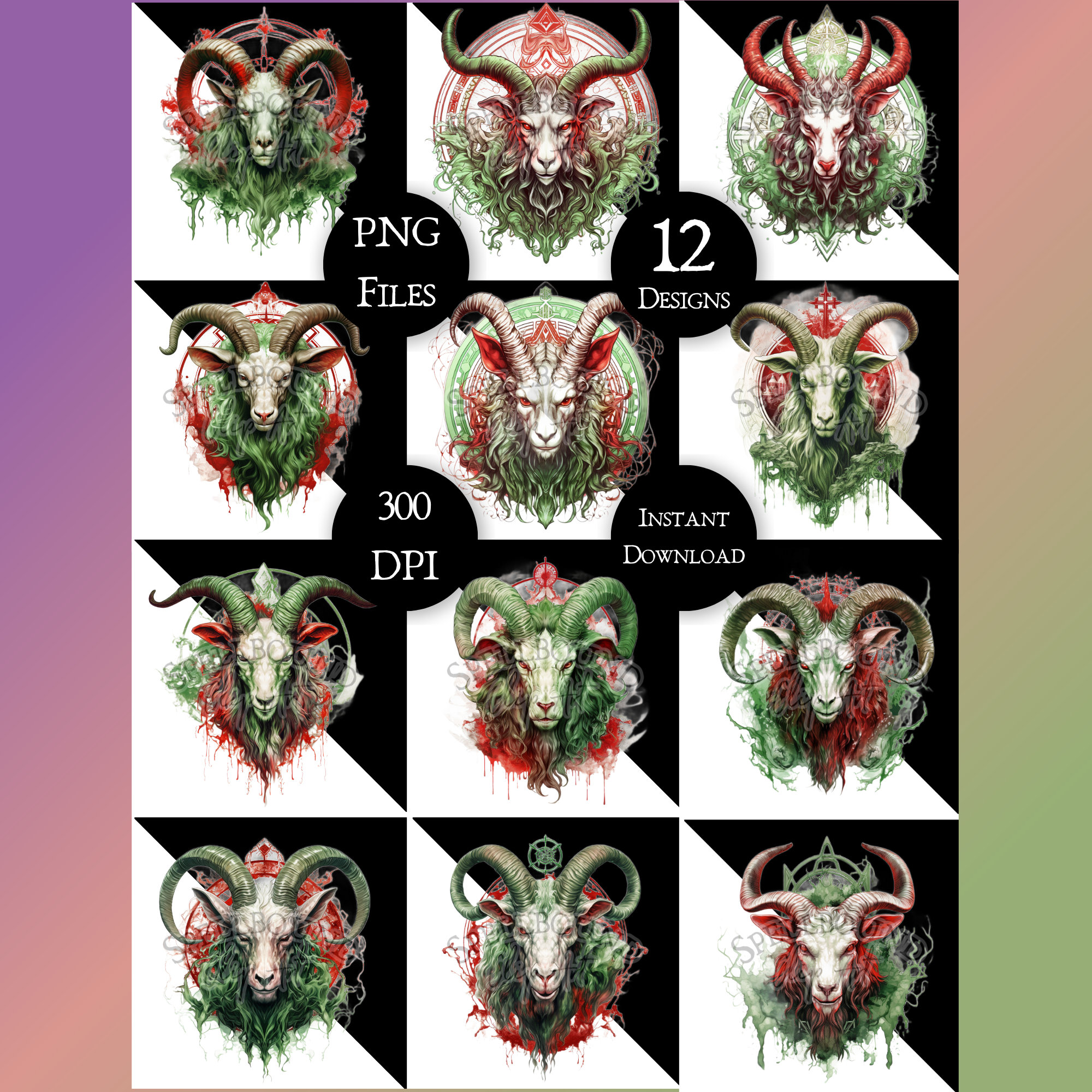 Christmas Baphomet Digital Clipart, Commercial Use, Instant Download ...