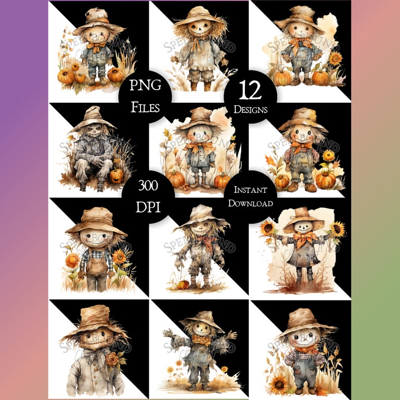 Scarecrow Digital Clipart, Commercial Use, Instant Download, Fall Clip ...