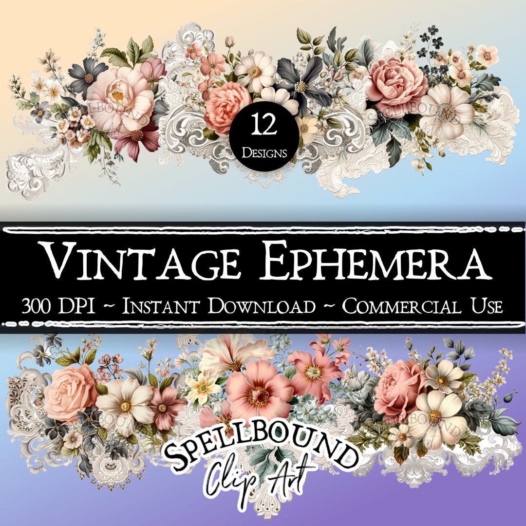 Vintage Ephemera Digital Clipart, Commercial Use, Instant Download ...