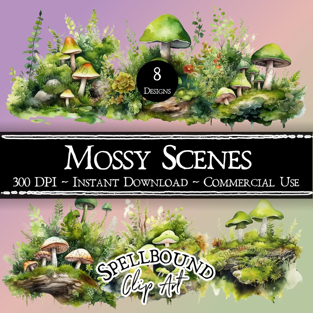 Mossy Nature Scenes Digital Clipart, Commercial Use, Instant Download ...