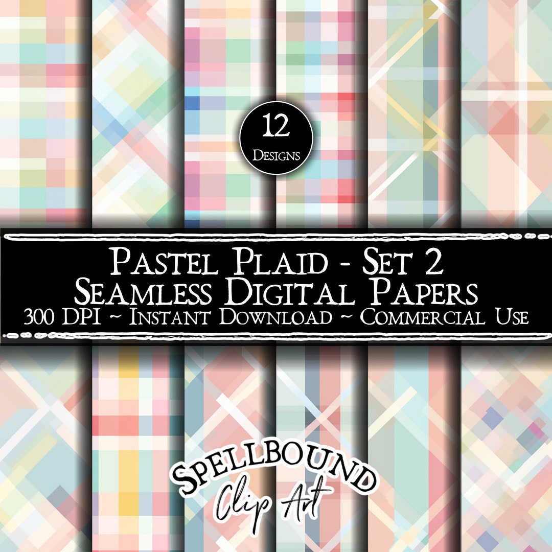 Pastel Plaid Seamless Digital Papers, Commercial Use, Instant Download ...