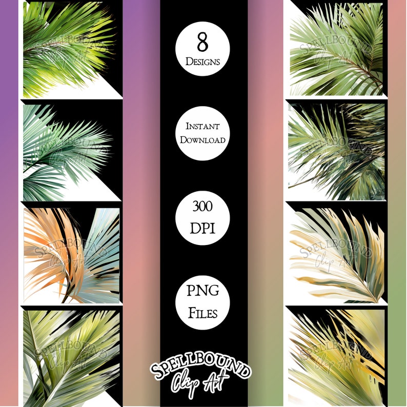 Palm Leaves Overlay Digital Clipart, Commercial Use, Instant Download ...