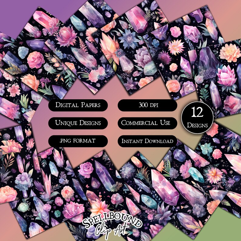 Crystal Night Seamless Digital Papers, Commercial Use, Instant Download ...