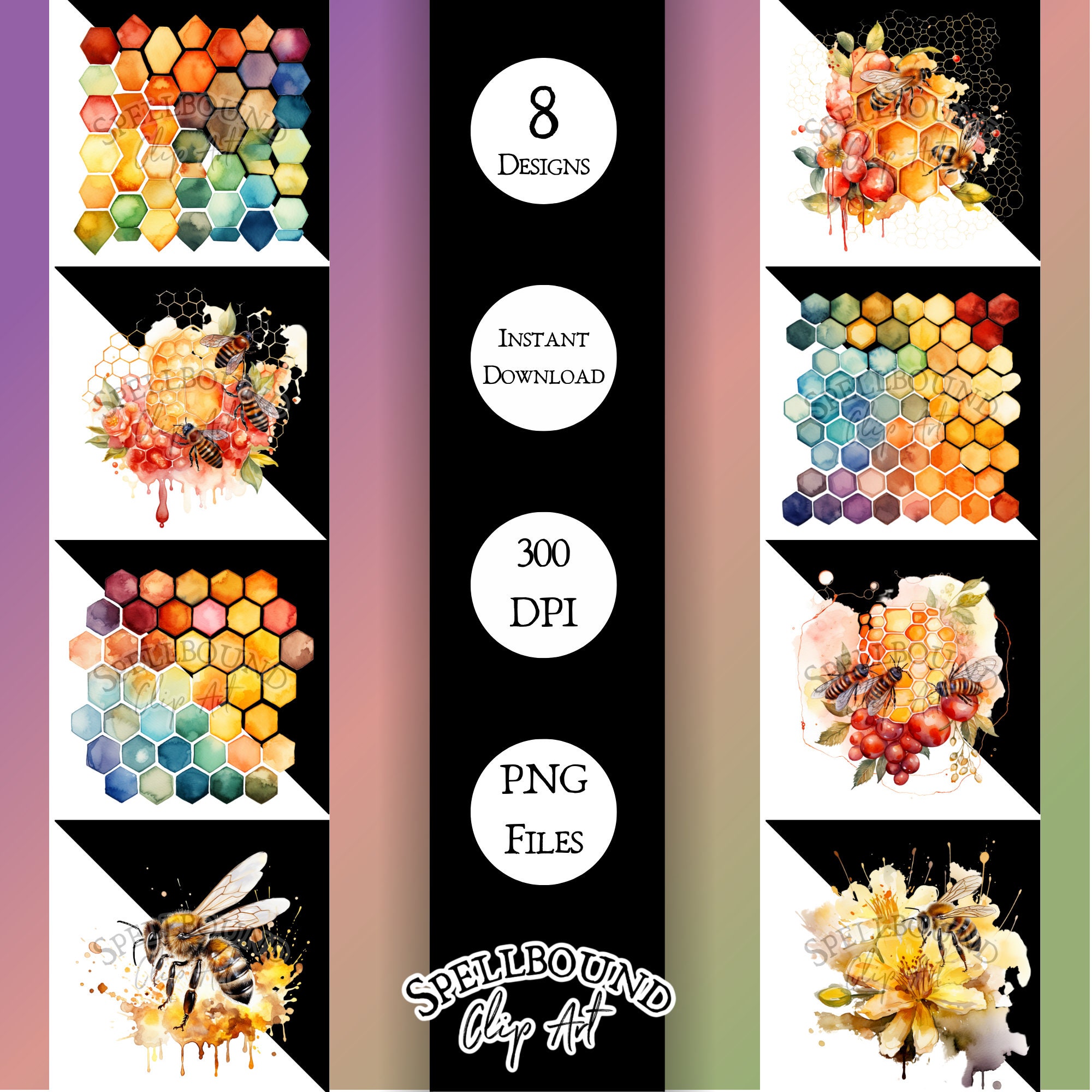 Bright Bees Digital Clipart, Commercial Use, Instant Download, Bee Clip ...