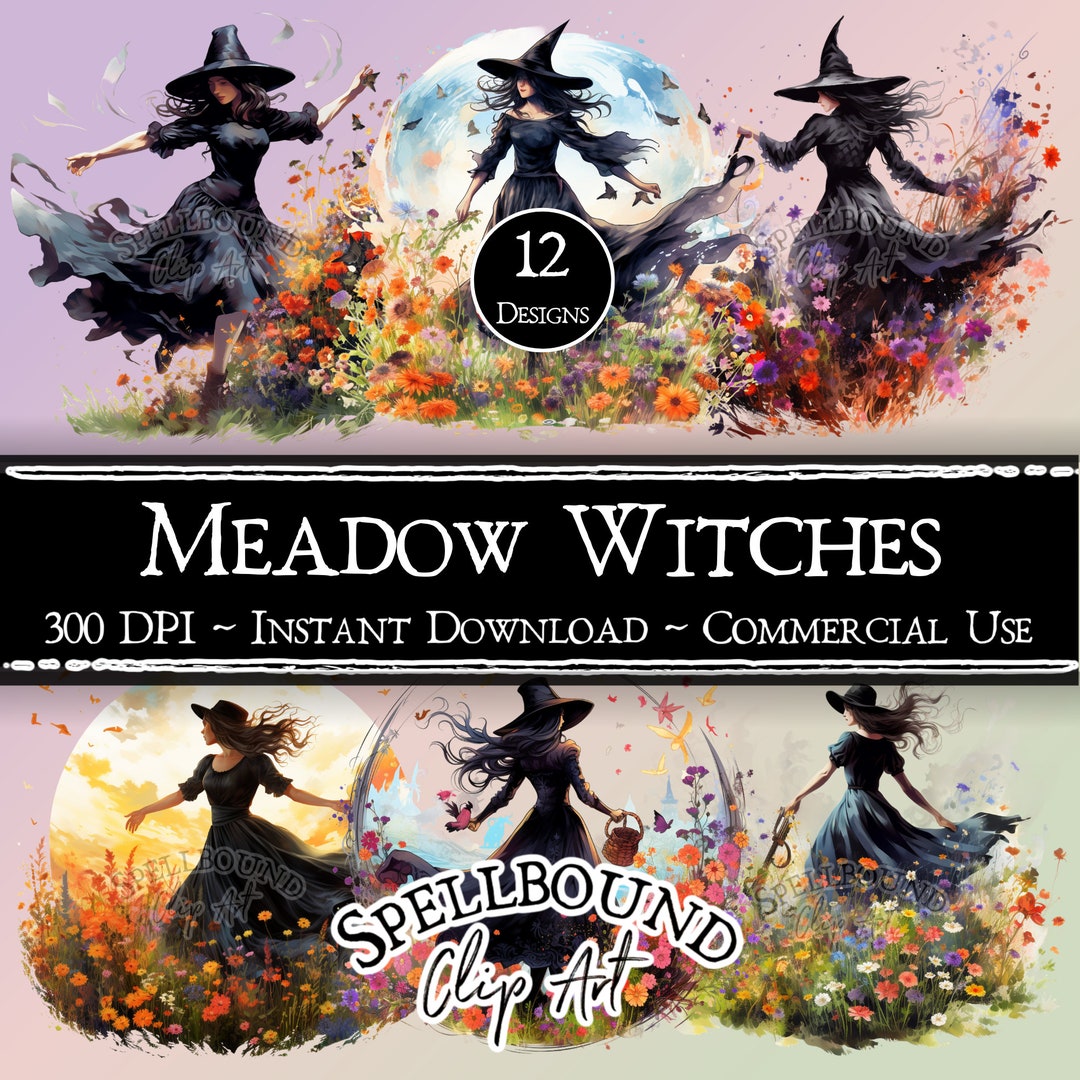 Meadow Witches Digital Clipart, Commercial Use, Instant Download, Spring Clip Art, PNG, Summer ...