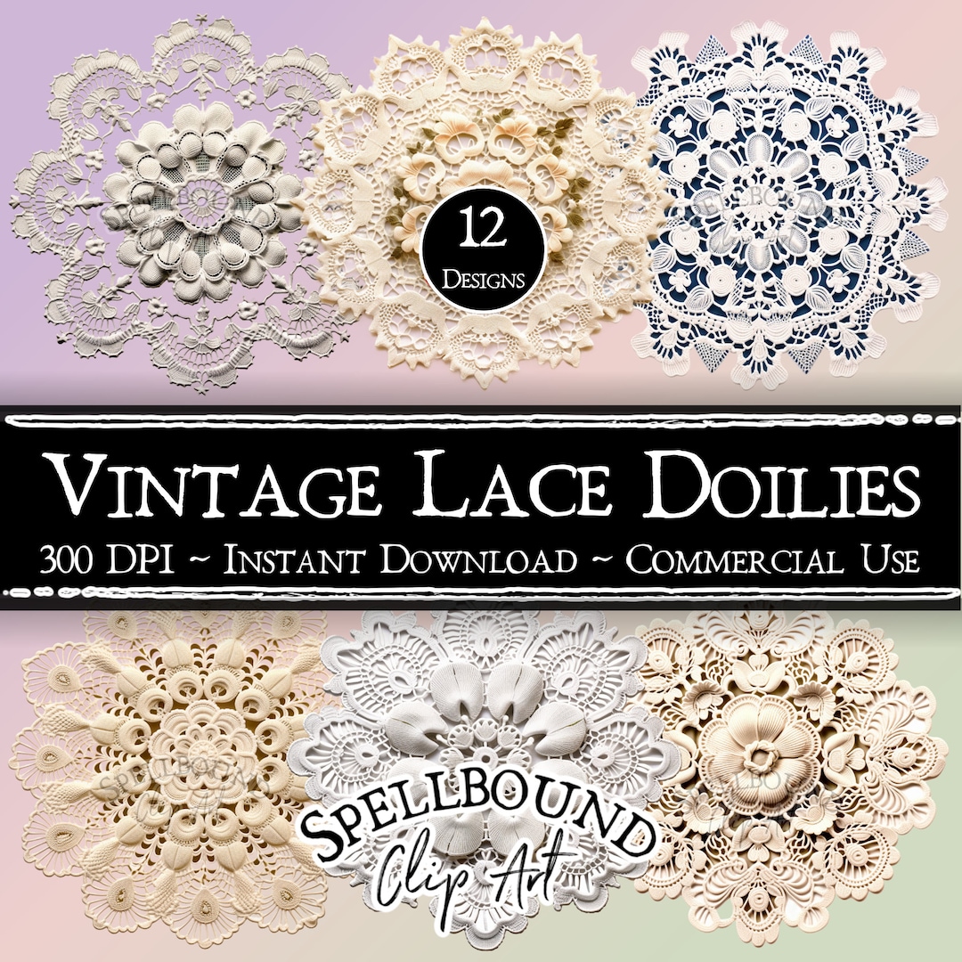 Vintage Lace Doilies Digital Clipart, Commercial Use, Instant Download ...