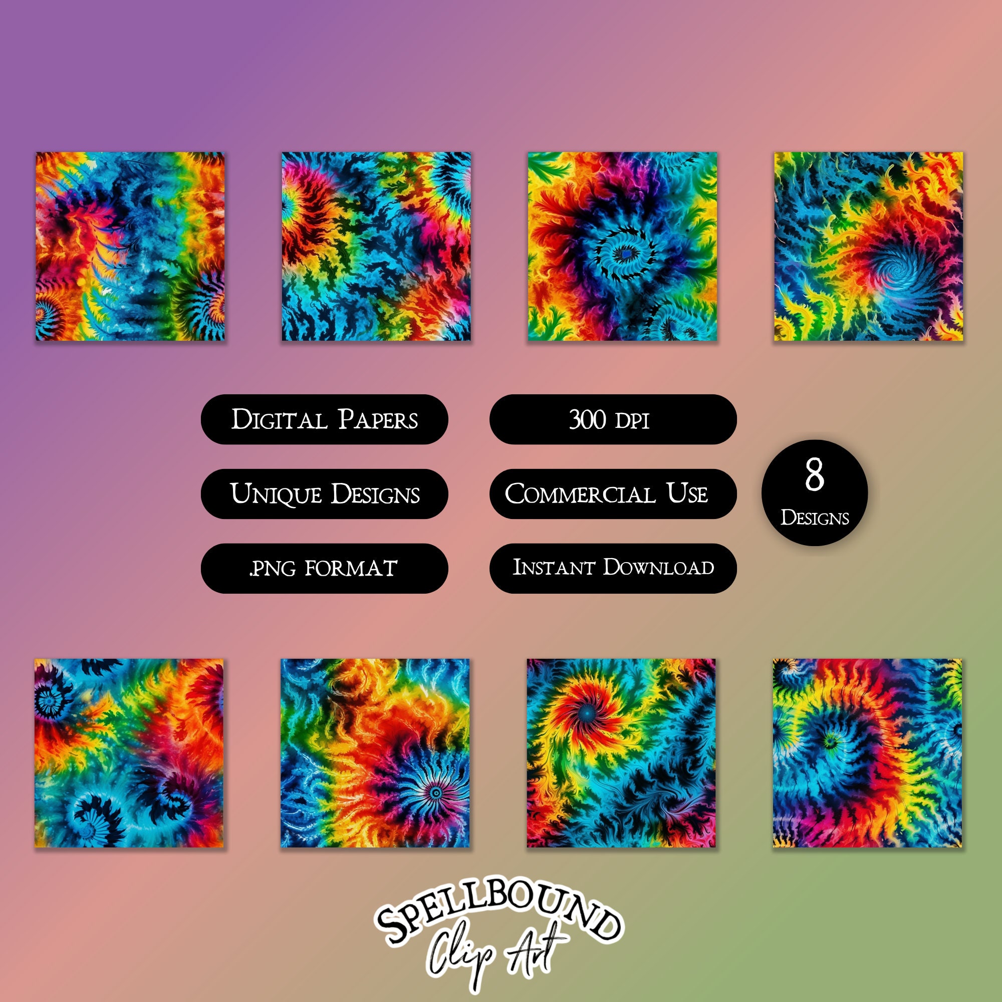 Dark Tie Dye Seamless Digital Papers, Commercial Use, Instant Download ...