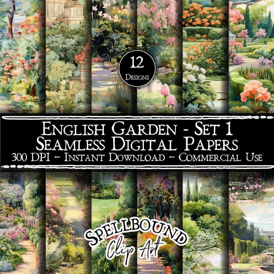 English Garden Seamless Digital Papers, Commercial Use, Instant ...