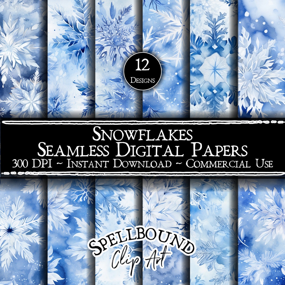 Snowflake Seamless Digital Papers, Commercial Use, Instant Download ...