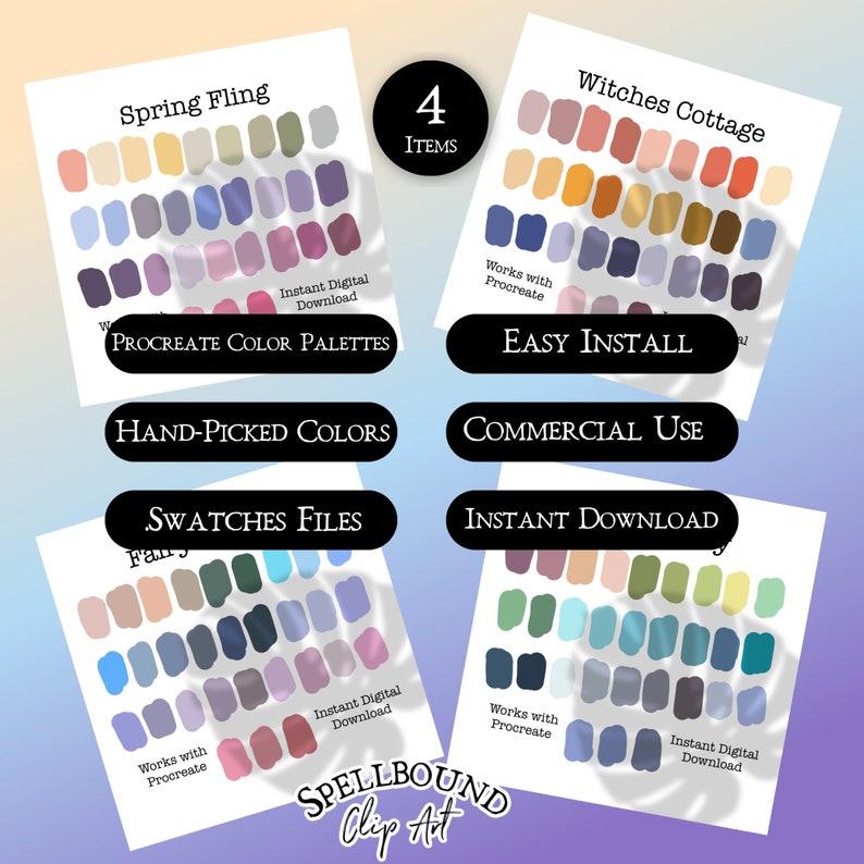 Procreate Color Palette Bundle With 4 Swatches - Etsy