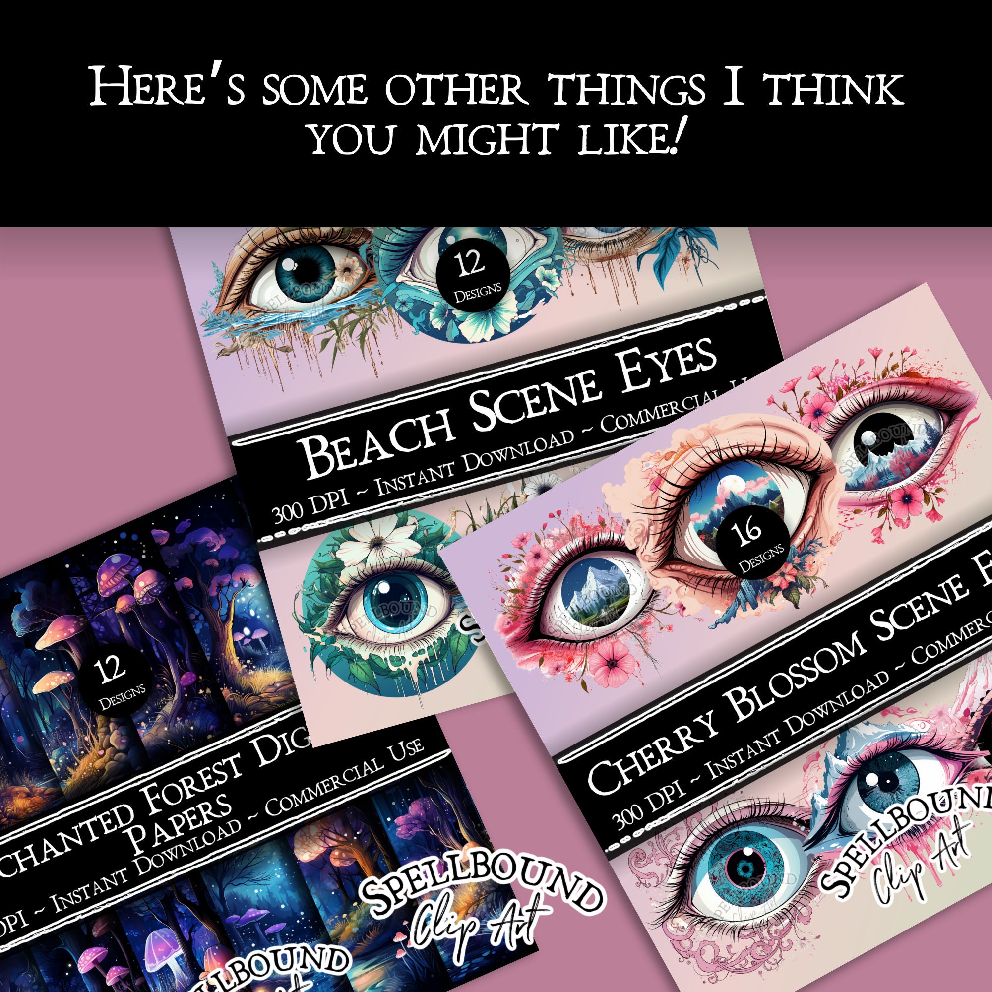 Forest Scene Eyes Digital Clipart, Commercial Use, Instant Download ...