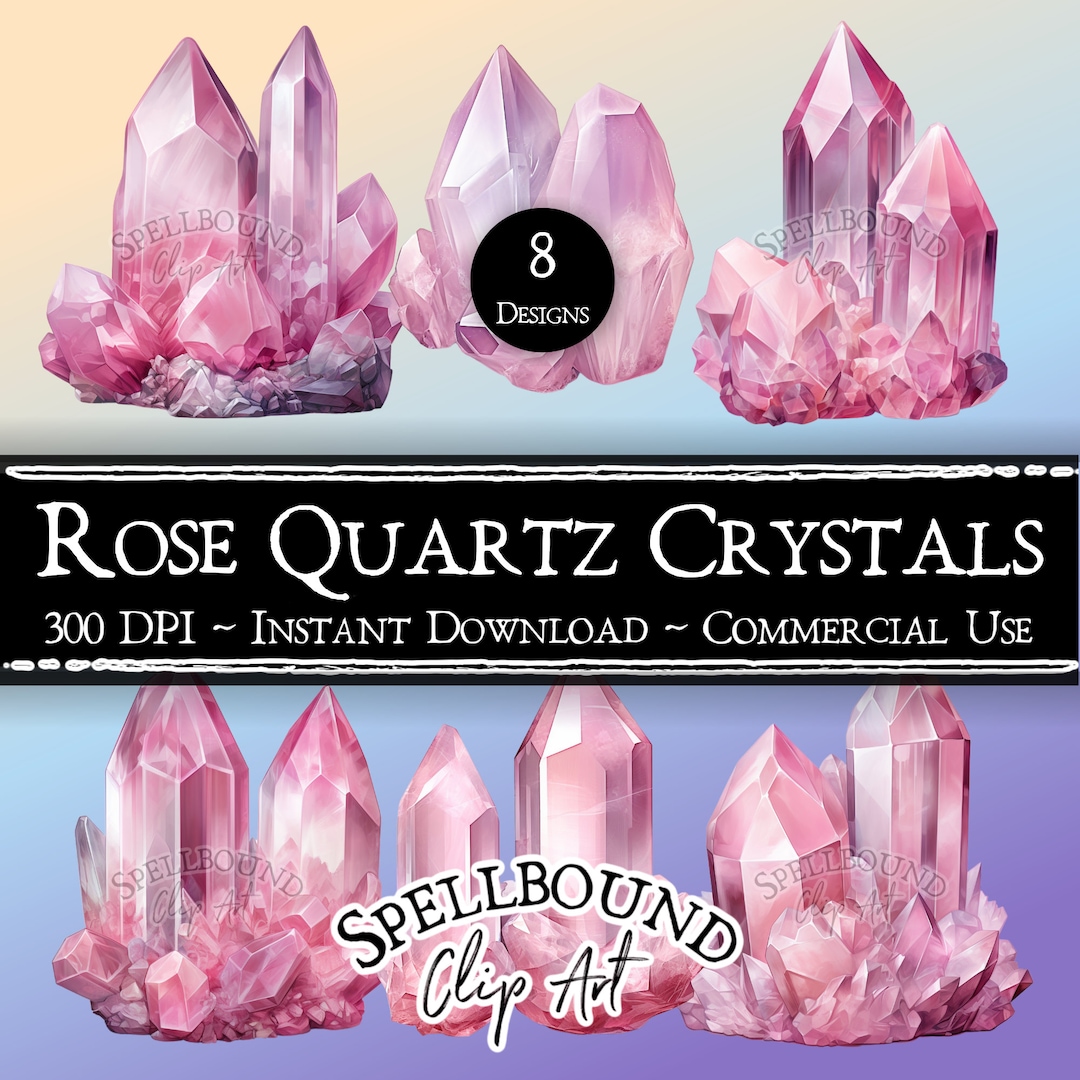 Rose Quartz Crystals Digital Clipart, Commercial Use, Instant Download ...
