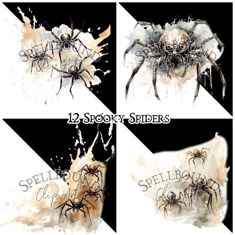 Spooky Spiders Digital Clipart Commercial Use Instant - Etsy