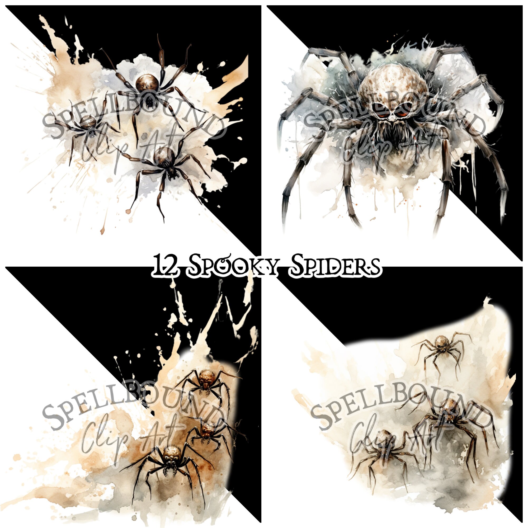 Spooky Spiders Digital Clipart Commercial Use Instant - Etsy