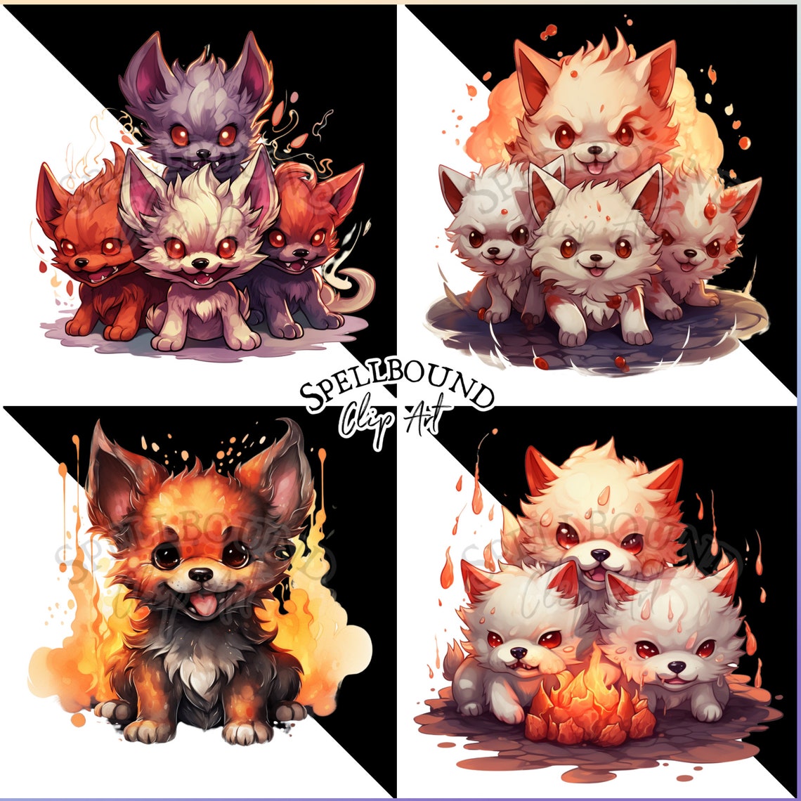 Hellhounds Puppies Digital Clipart, Commercial Use, Instant Download ...