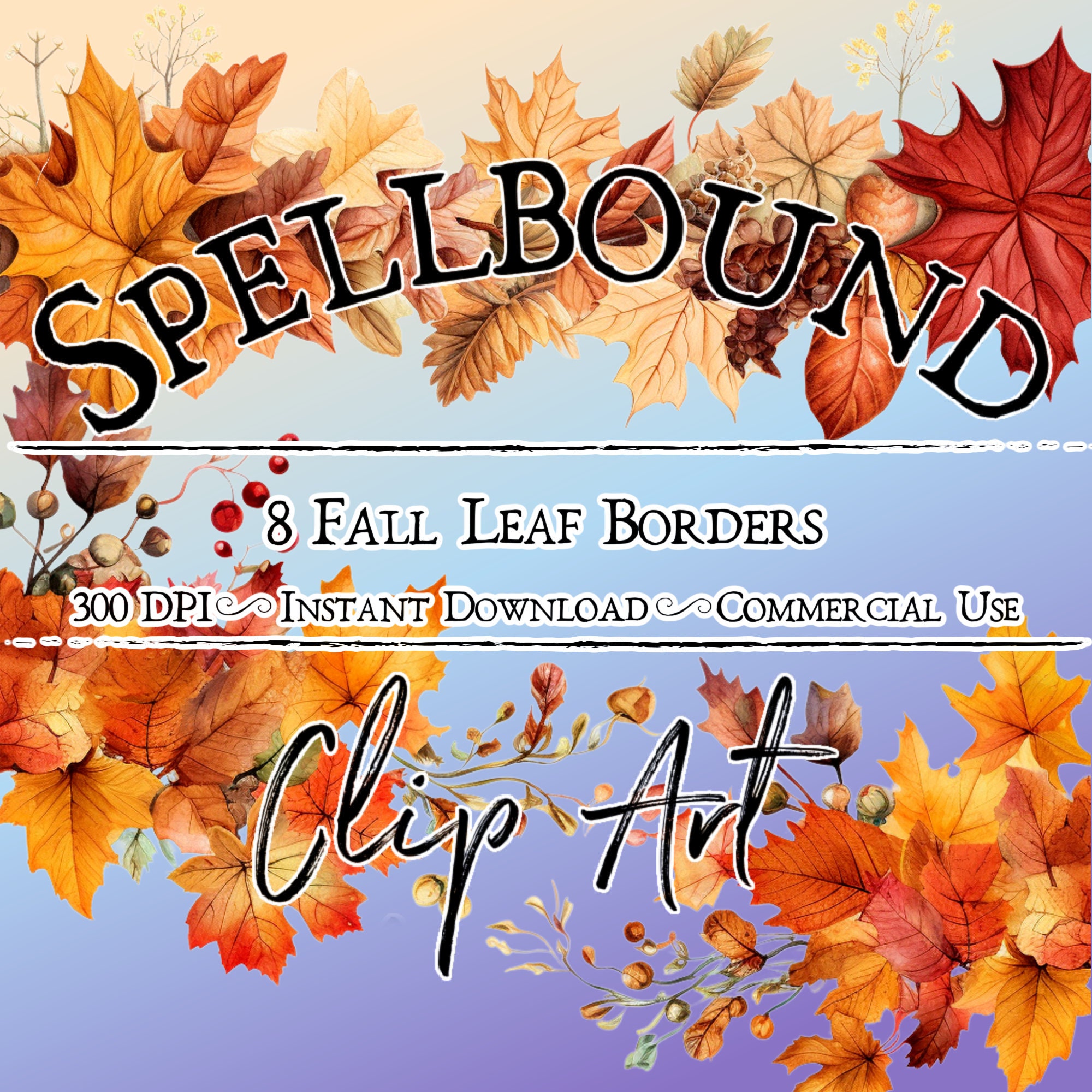 Fall Garland Borders Digital Clipart, Commercial Use, Instant Download ...