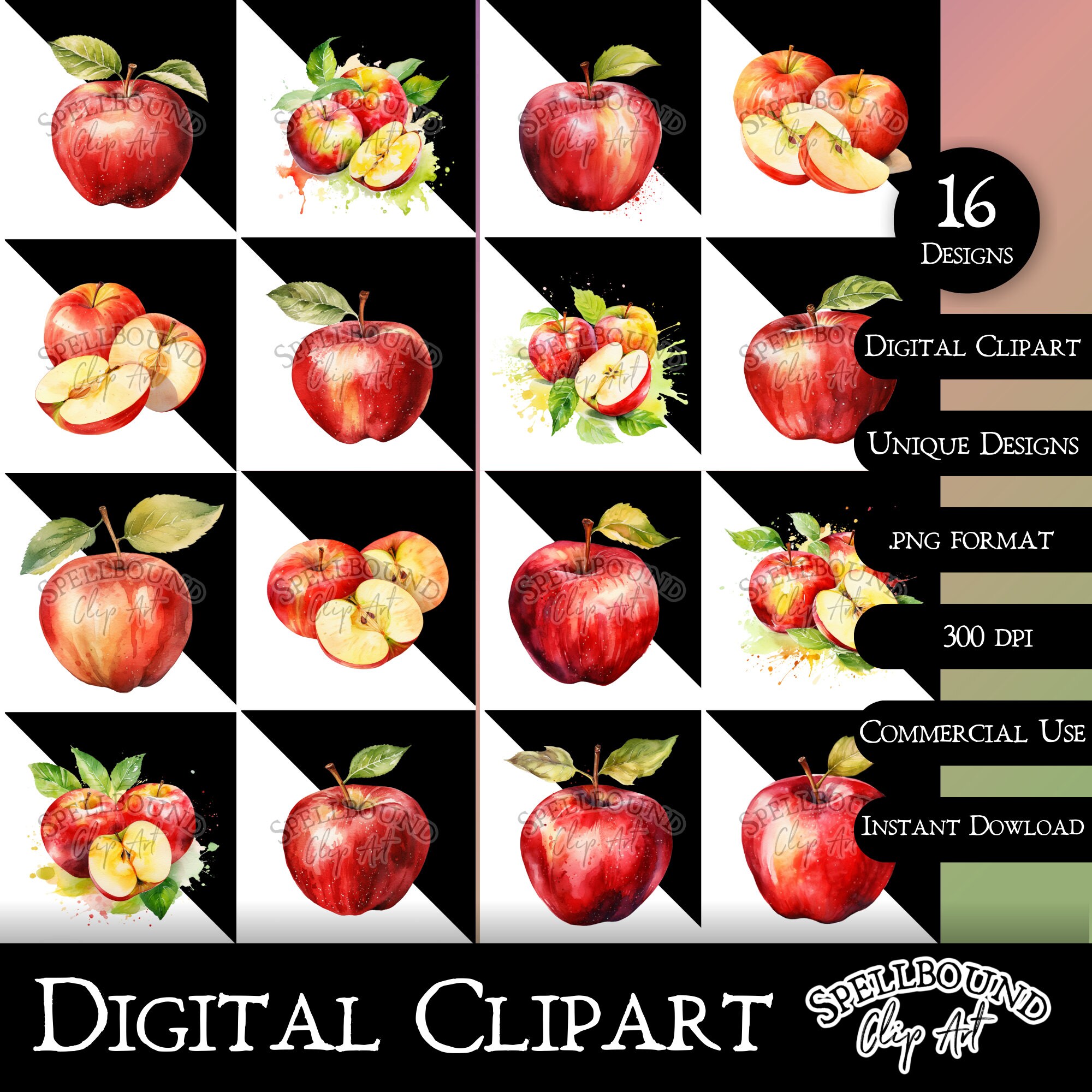 Apple Digital Clipart, Commercial Use, Instant Download, Food Clip Art ...