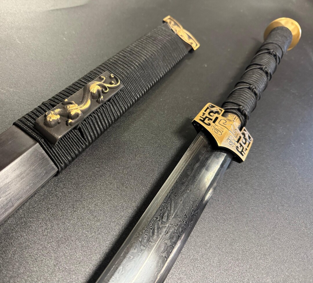 Sokka's Space Sword (black Damascus Steel With Brass Fittings) - Etsy