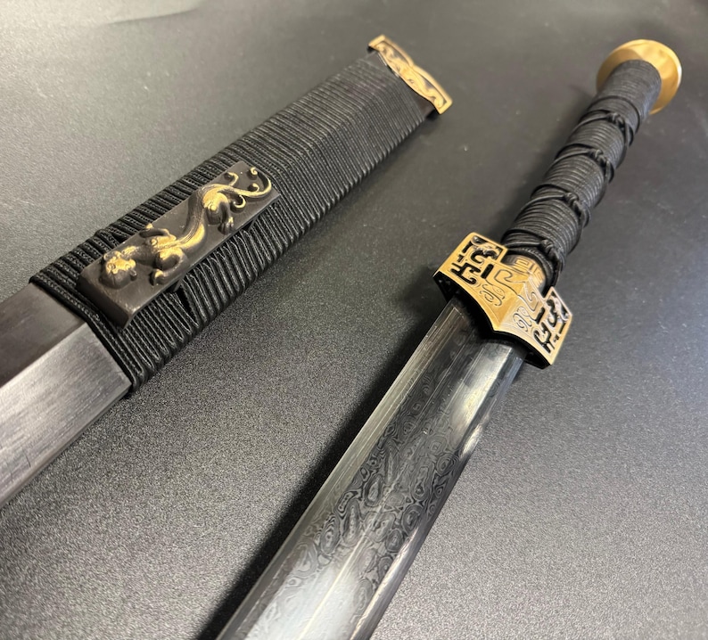 Sokka's Space Sword (black Damascus Steel With Brass Fittings) - Etsy