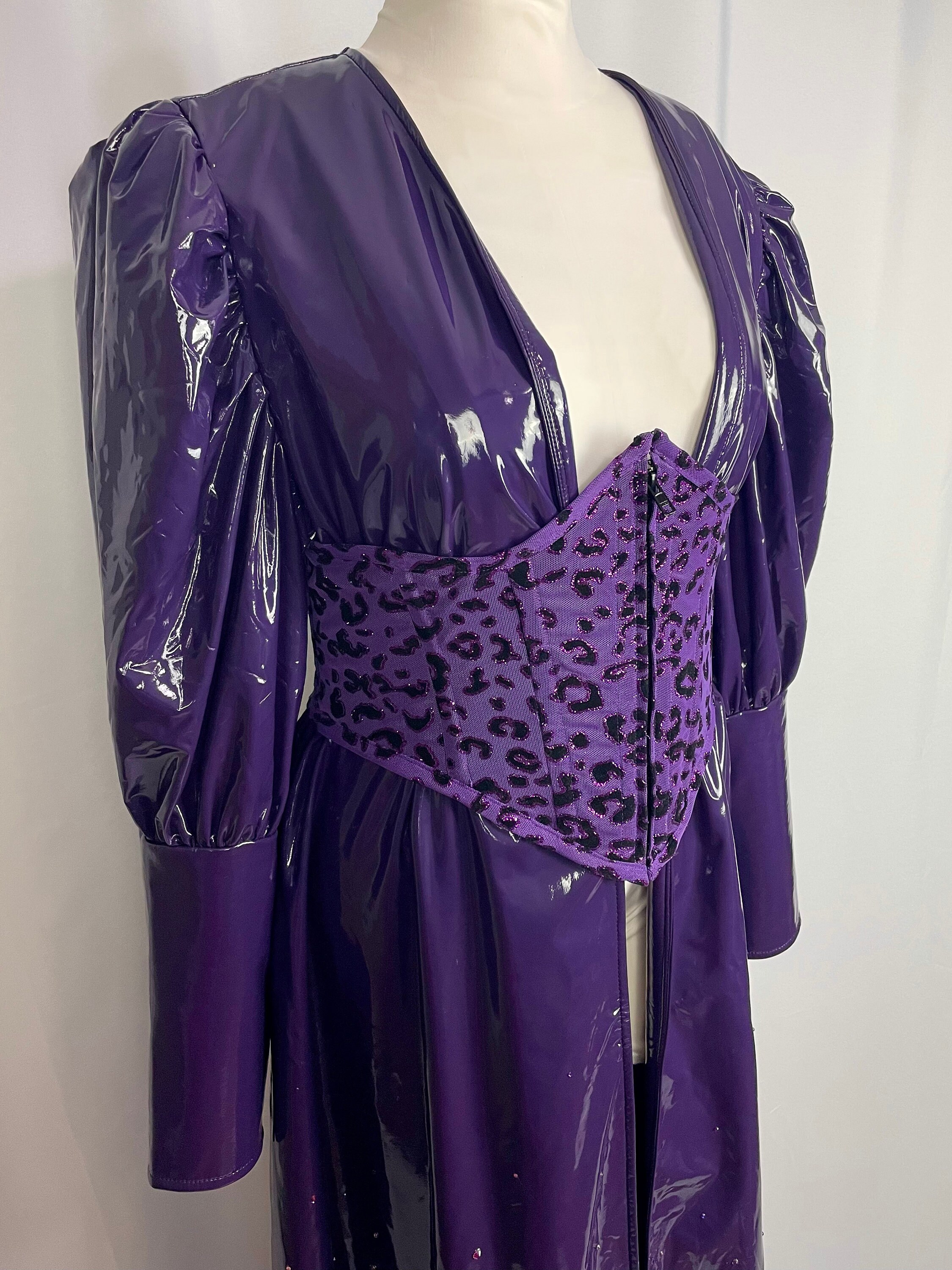 Purple Pleather and Leopard Drag Outfit With Corset Belt - Etsy