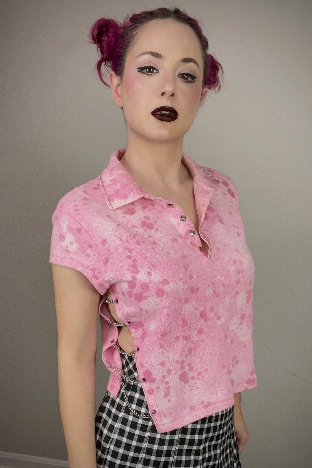 Pink Reverse Dye Chain Cropped Polo MEDIUM/LARGE - Etsy