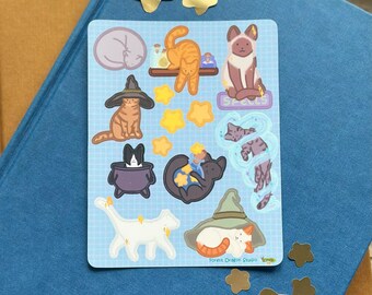 Kawaii Cute Bookworm Cats Sticker Sheet - Etsy