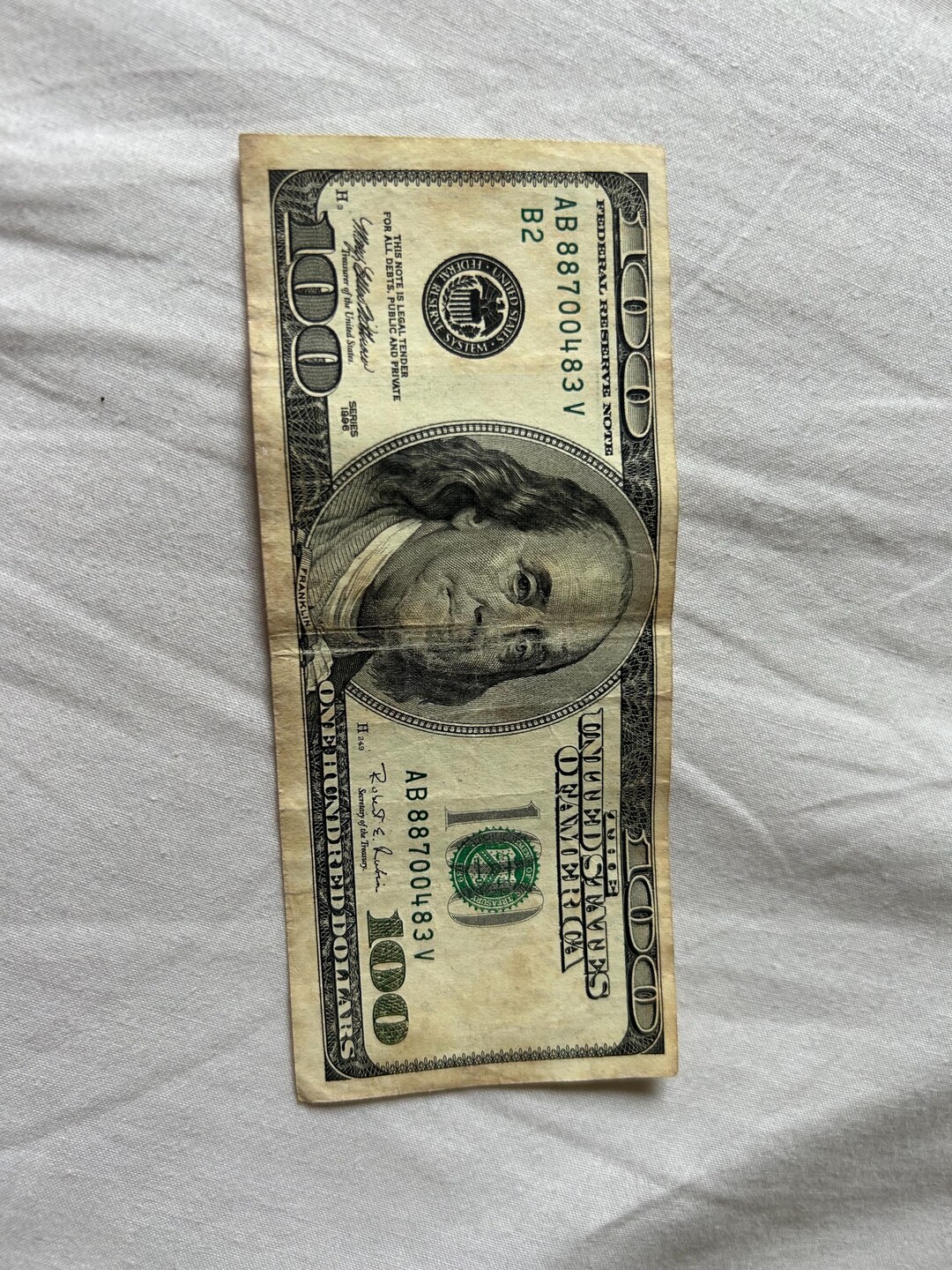 100 Dollars Bill 1996 Séries AB 88700483 V Serial Number Antique - Etsy