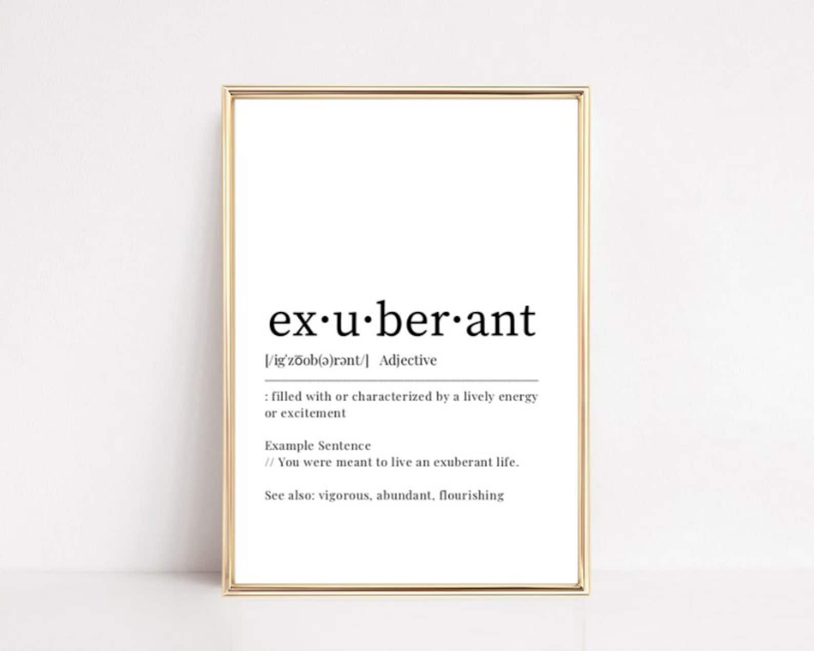 Exuberant Definition Word Art | Etsy
