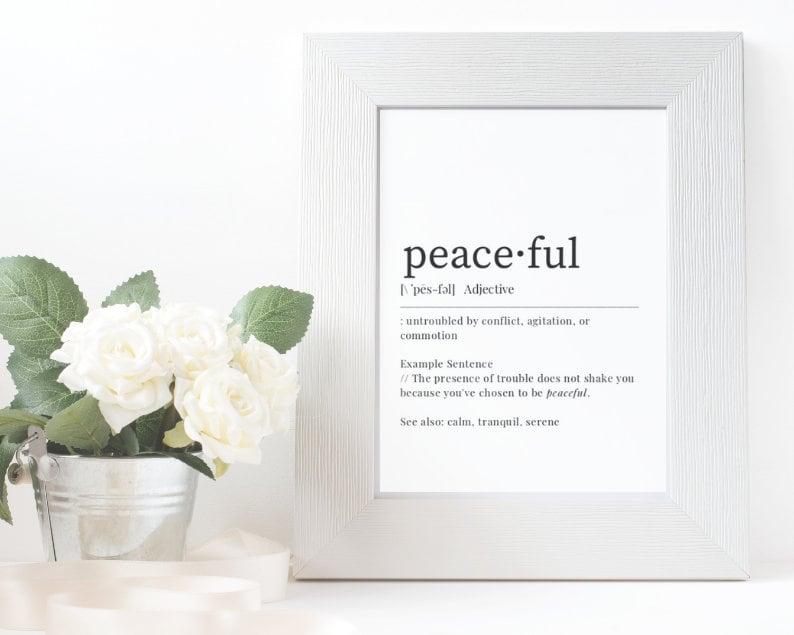 Peaceful Definition Word Art - Etsy