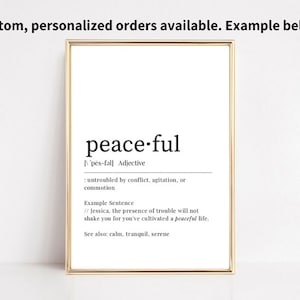Peaceful Definition Word Art - Etsy